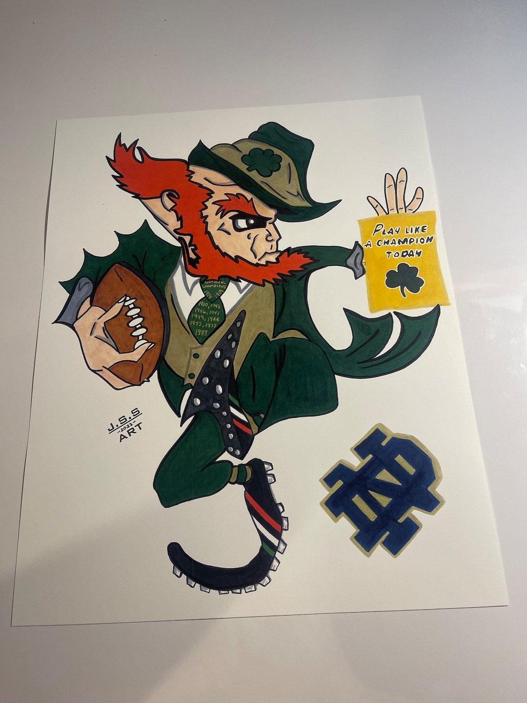2022 Notre Dame Leprechaun Mascot (print of Original Only) - Etsy