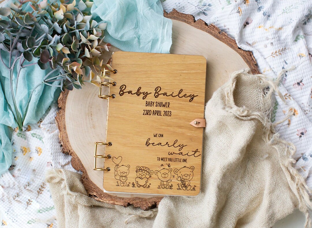 We Can Bearly Wait Baby Shower Guest Book - Pregnancy Journal Baby Scan ...