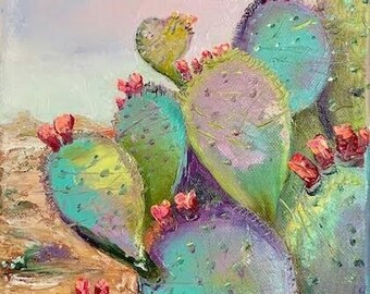Arizona Desert Painting, Landscape, Superstition Mountains, Saguaro ...