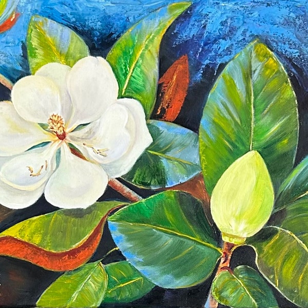 Magnolia Oil Painting - Etsy