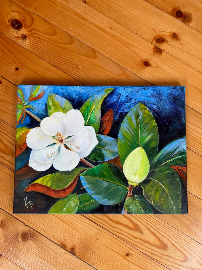Magnolia Original Oil Painting Floral Wall Art Still Life Painting Home ...