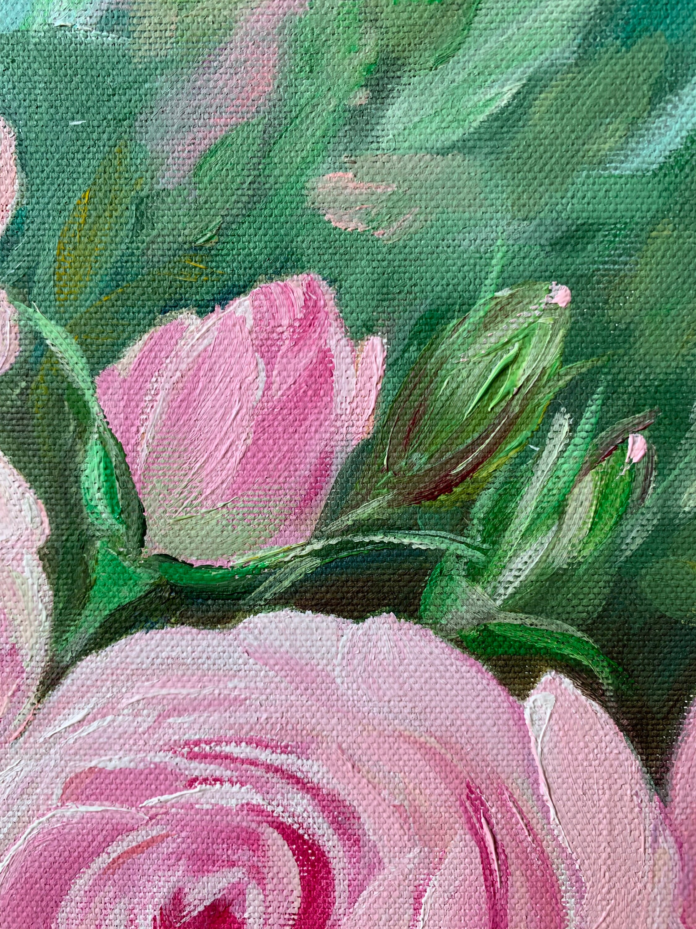 Roses Original Oil Painting Wall Art Painting Pale Pink Rose Wall Deco ...