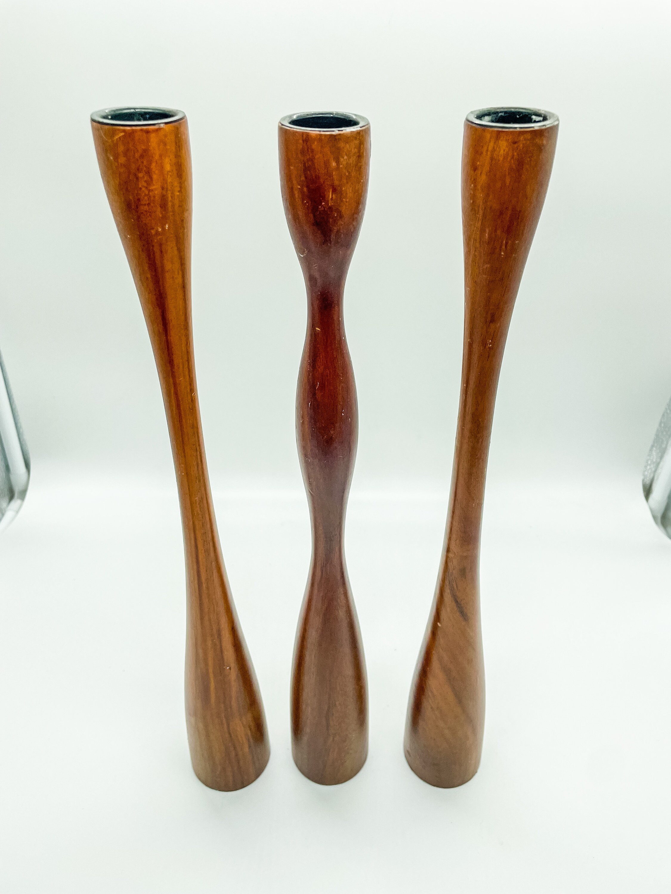 Danish Teak Candlesticks - Etsy