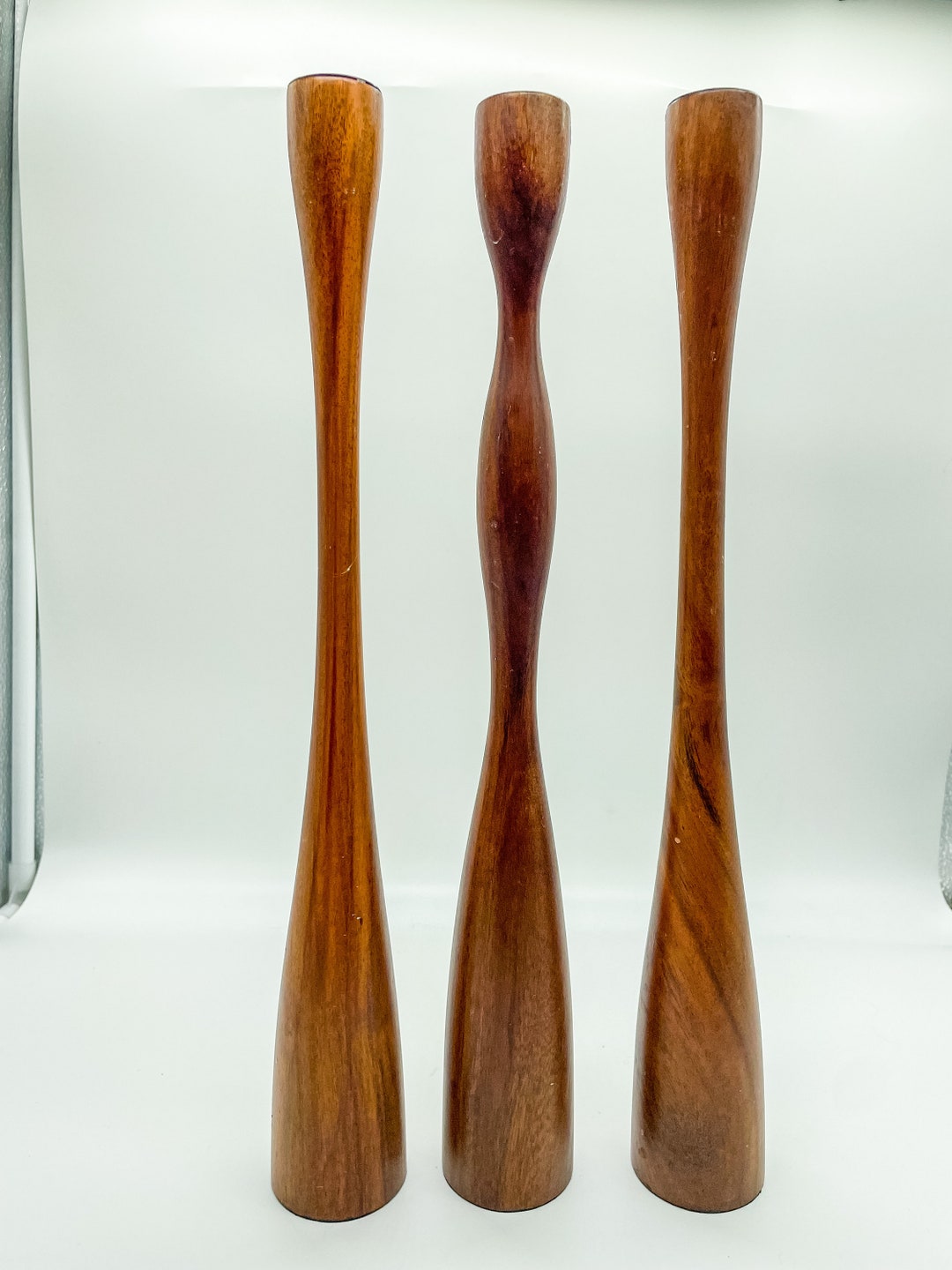 Danish Teak Candlesticks - Etsy