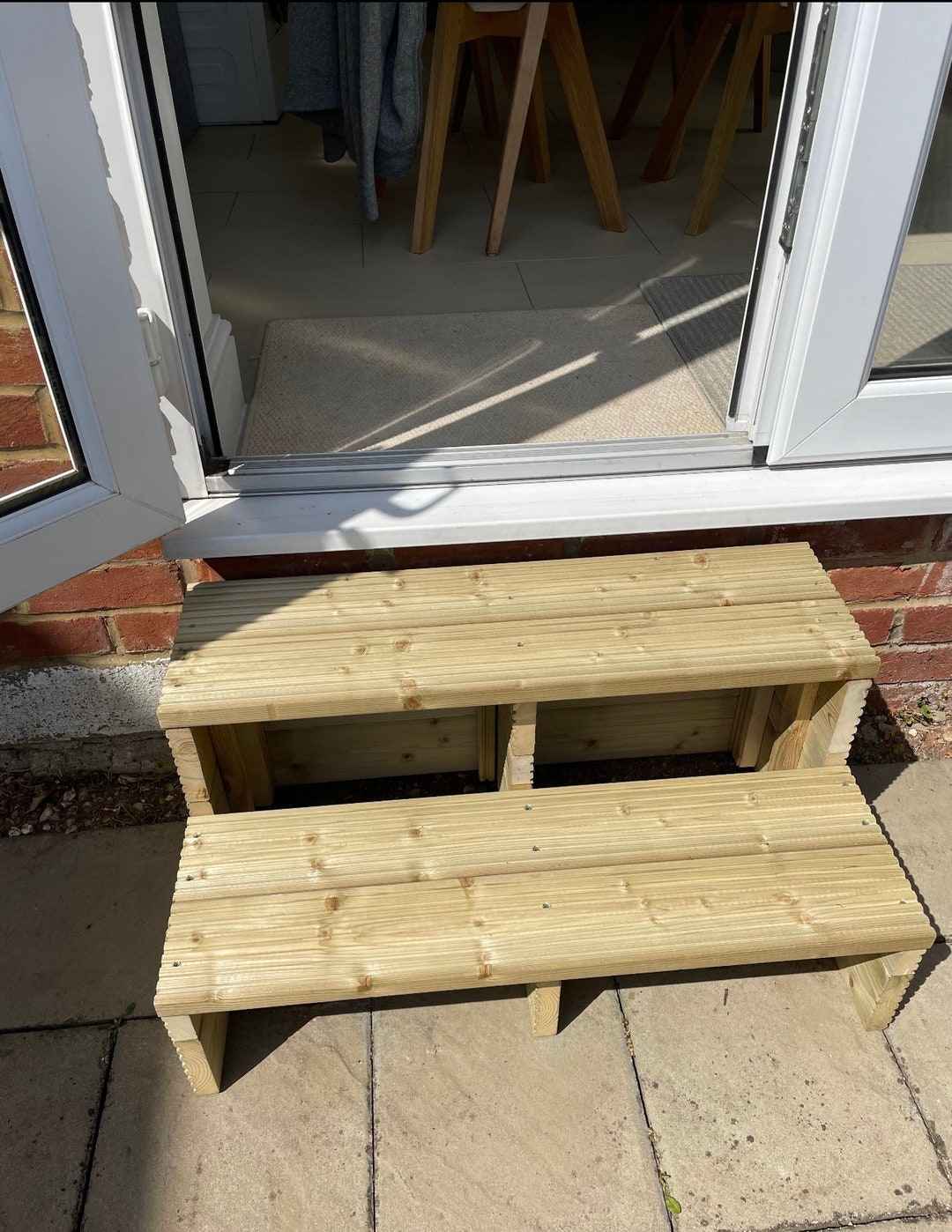 2 Tier / Rise Steps for Garden Decking / Hot Tub / Tanalised Wood / Spa ...