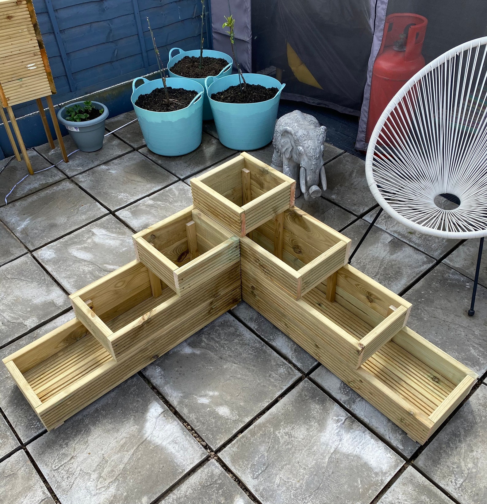 Extra Large 4 Tier Corner Garden Planter - Decking Boards - Patio ...