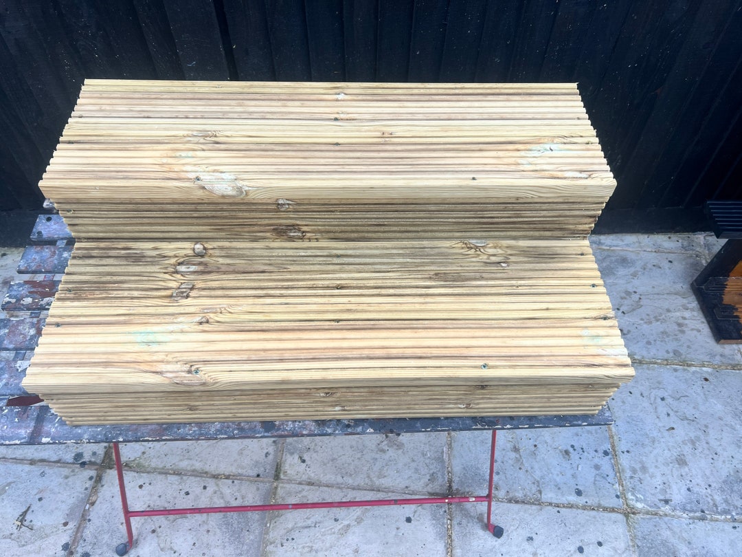 2 Rise Steps “ Boxed In” for Garden Decking / Hot Tub / Tanalised Wood ...