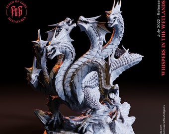 7 Headed Dragon Miniature Boss Hydra Figure Dnd Statue 75mm Base Dnd ...