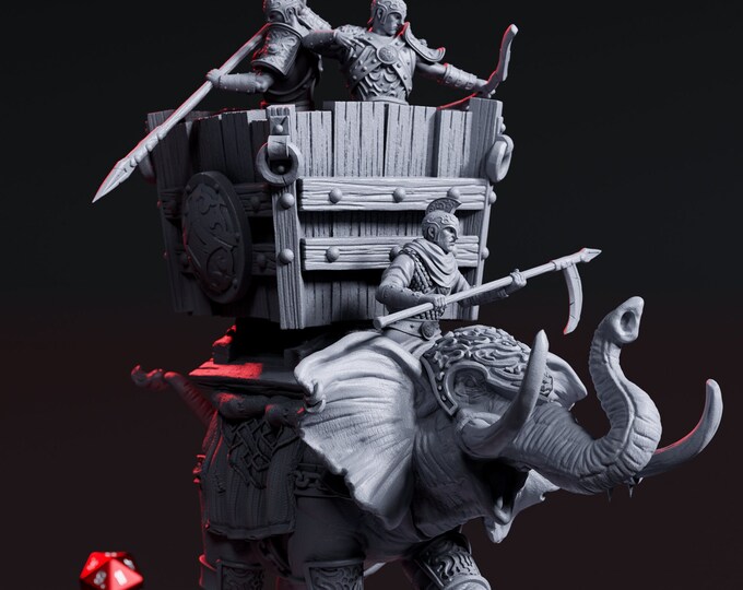 Dnd War Mammoth With Rider and 2 Soldiers Unpainted Miniature - Etsy