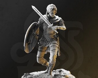 Dnd Female Fighter Commander Unpainted Miniature - Etsy