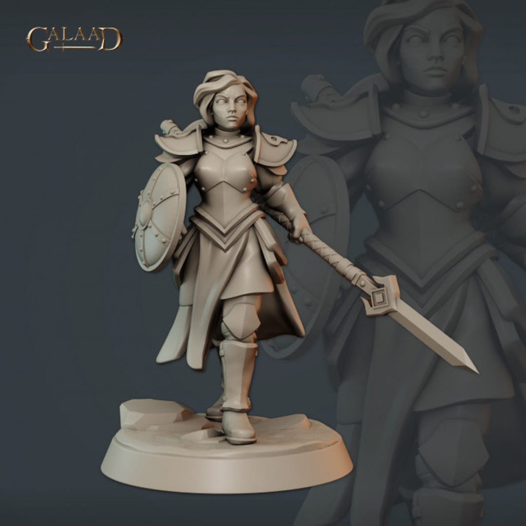 Dnd Pathfinder TTRPG Female Human Paladin Fighter Guard Unpainted ...