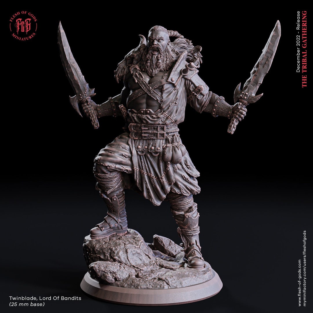 Dnd Twinblade | Male Human Bandit Captain - Fighter Unpainted Miniature ...