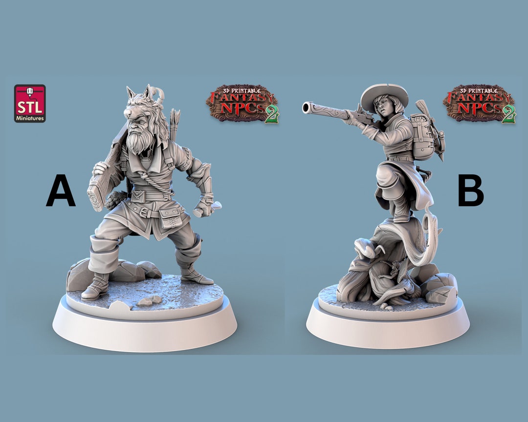 Dnd Male and Female Trophy Hunters NPC Unpainted Miniature - Etsy