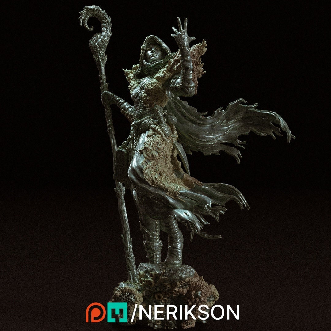 Dnd TTRPG Pathfinder Female Fathomless Warlock Unpainted Miniature - Etsy