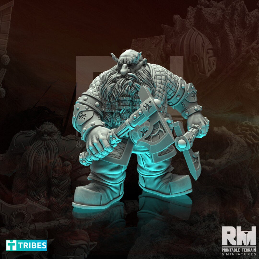 Dnd Pathfinder TTRPG Male Dwarf Barbarian Fighter Brawler Thrower of ...