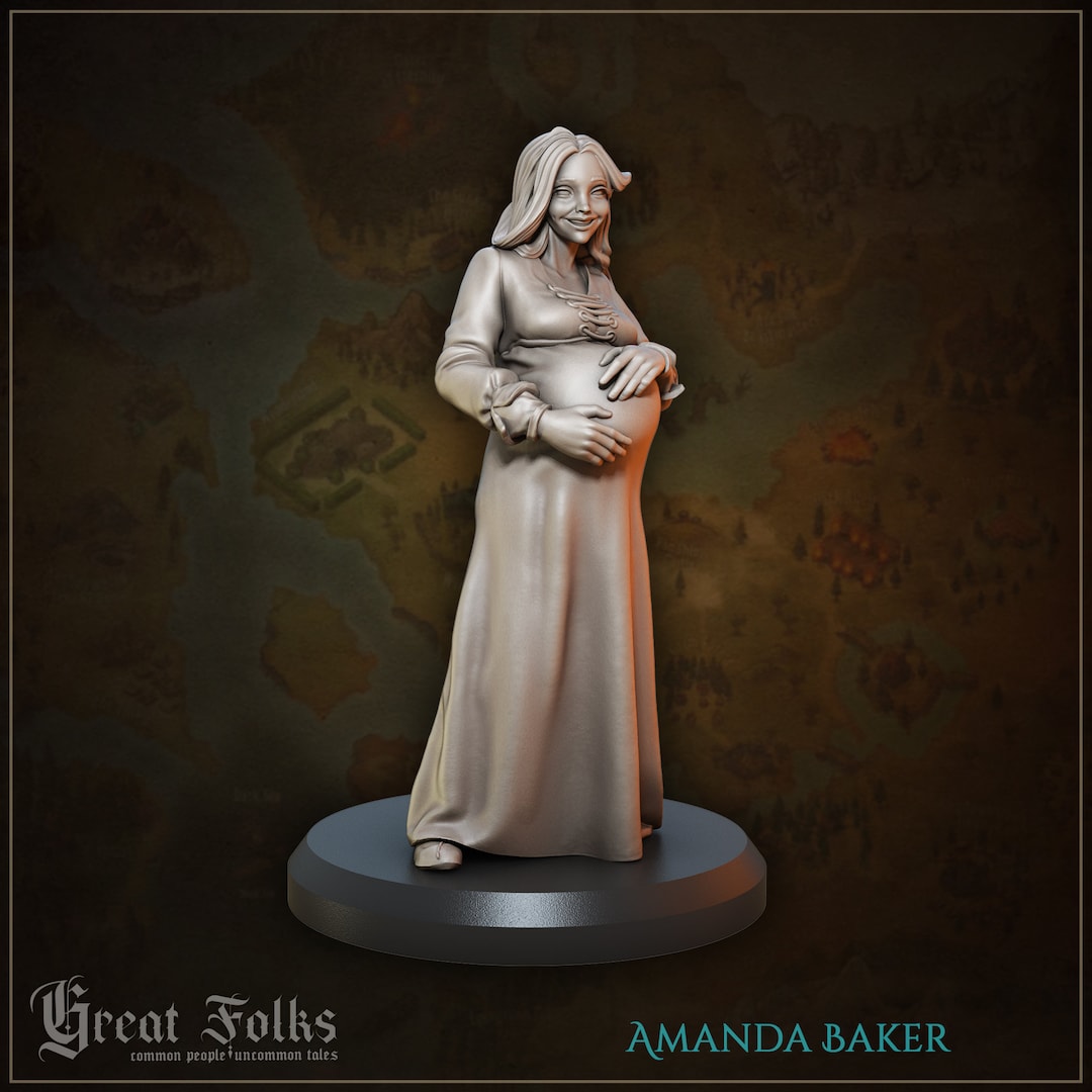 Dnd Female Pregnant Villager - Amanda Baker Unpainted Miniature - Etsy