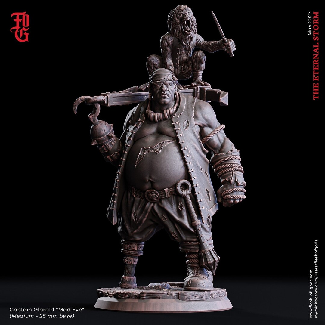 Dnd Captain Glarald "mad Eye" | Male Human Barbarian/fighter With ...