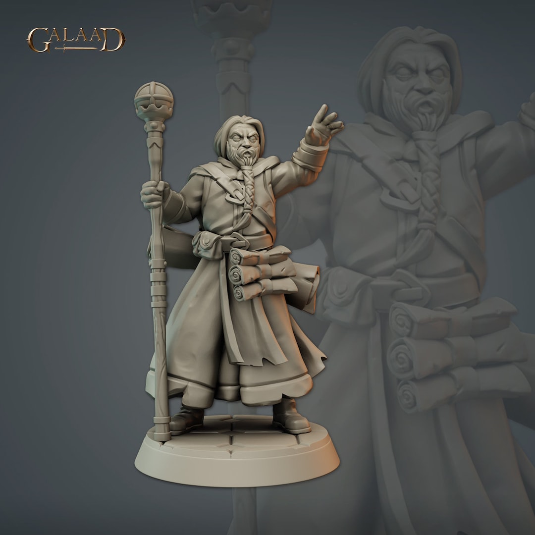 Dnd Pathfinder TTRPG Male Human Wizard Cleric Priest Cultist Unpainted ...