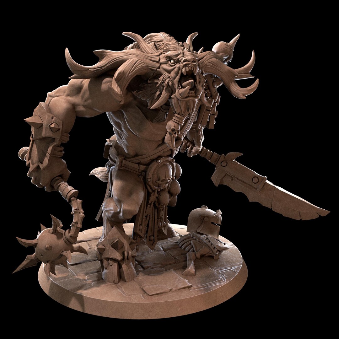 Dnd Pathfinder TTRPG Minotaur Barbarian Fighter Warrior Unpainted ...