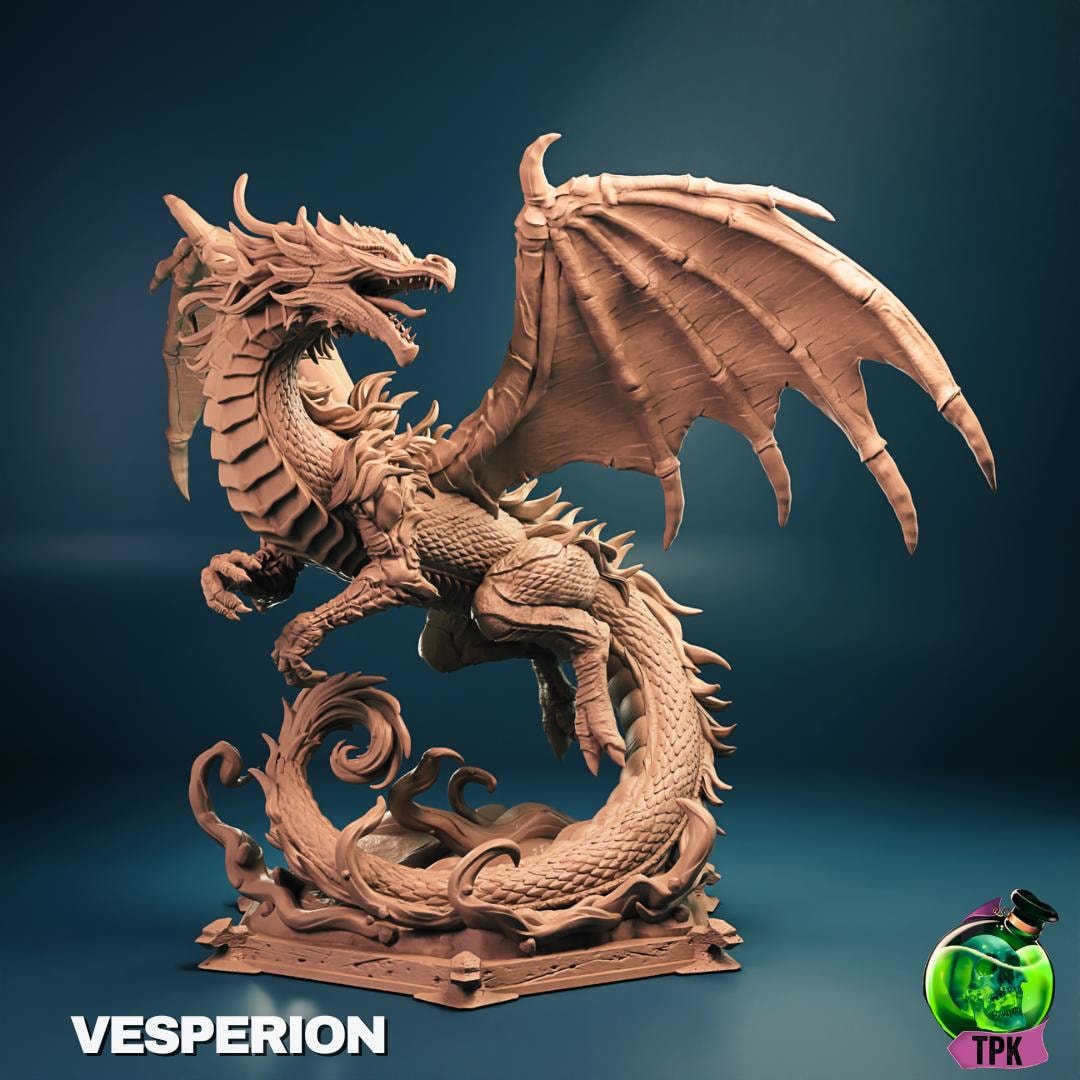 Dnd | TTRPG | Pathfinder - Vesperion Celestial Dragon Unpainted ...