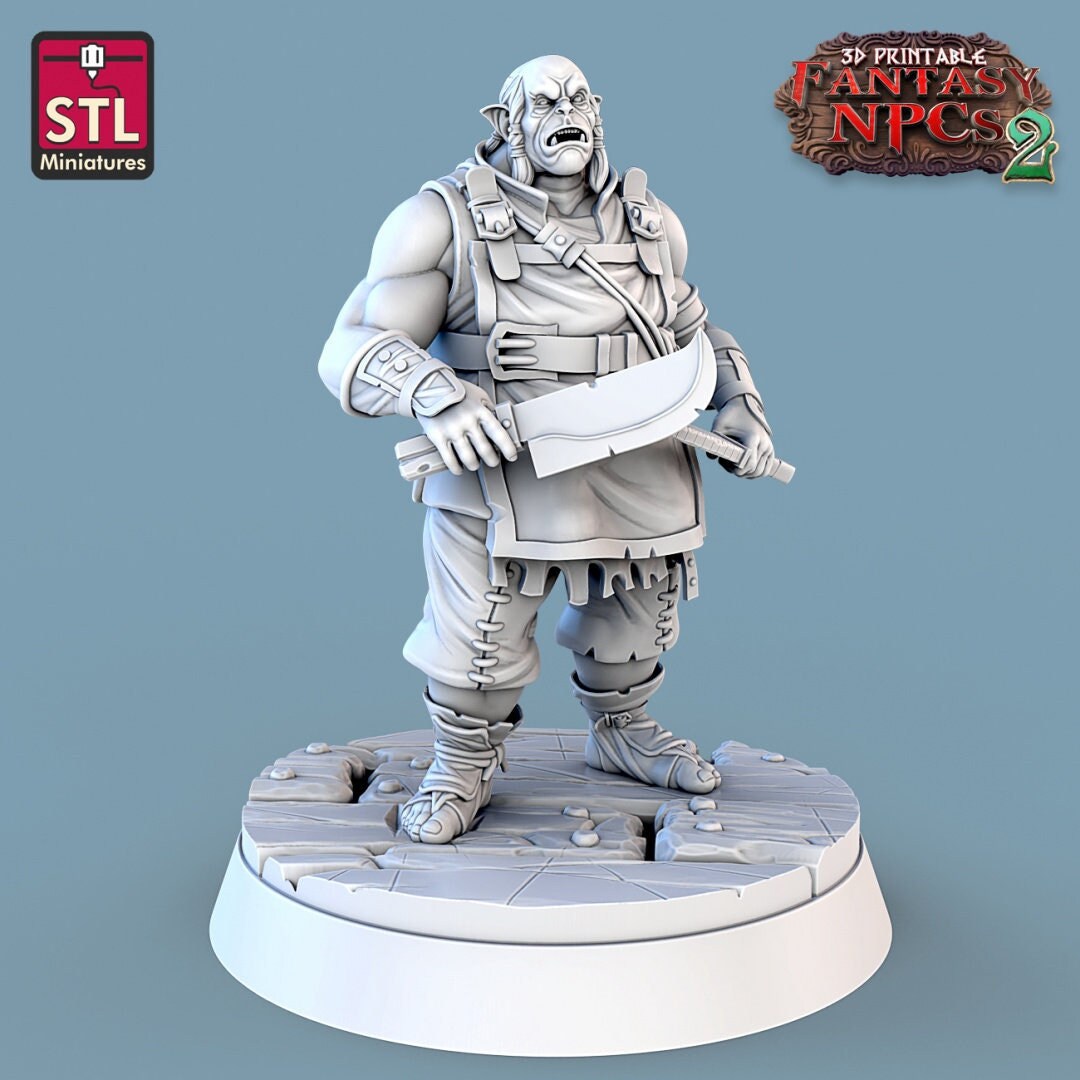 Dnd Human Male Butcher 2 Unpainted Miniature - Etsy