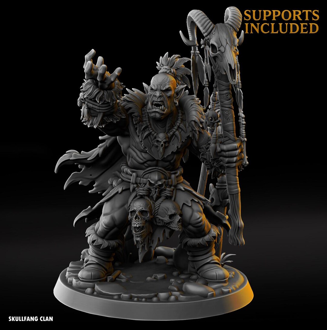 Dnd Kruzzak Boneflame, Male Orc Shaman, Monk, Druid, Fighter, Wizard ...