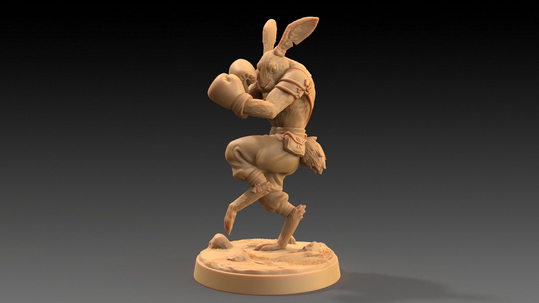 Dnd Pathfinder TTRPG Male Harengon Monk Fighter Brawler Boxer Unpainted ...