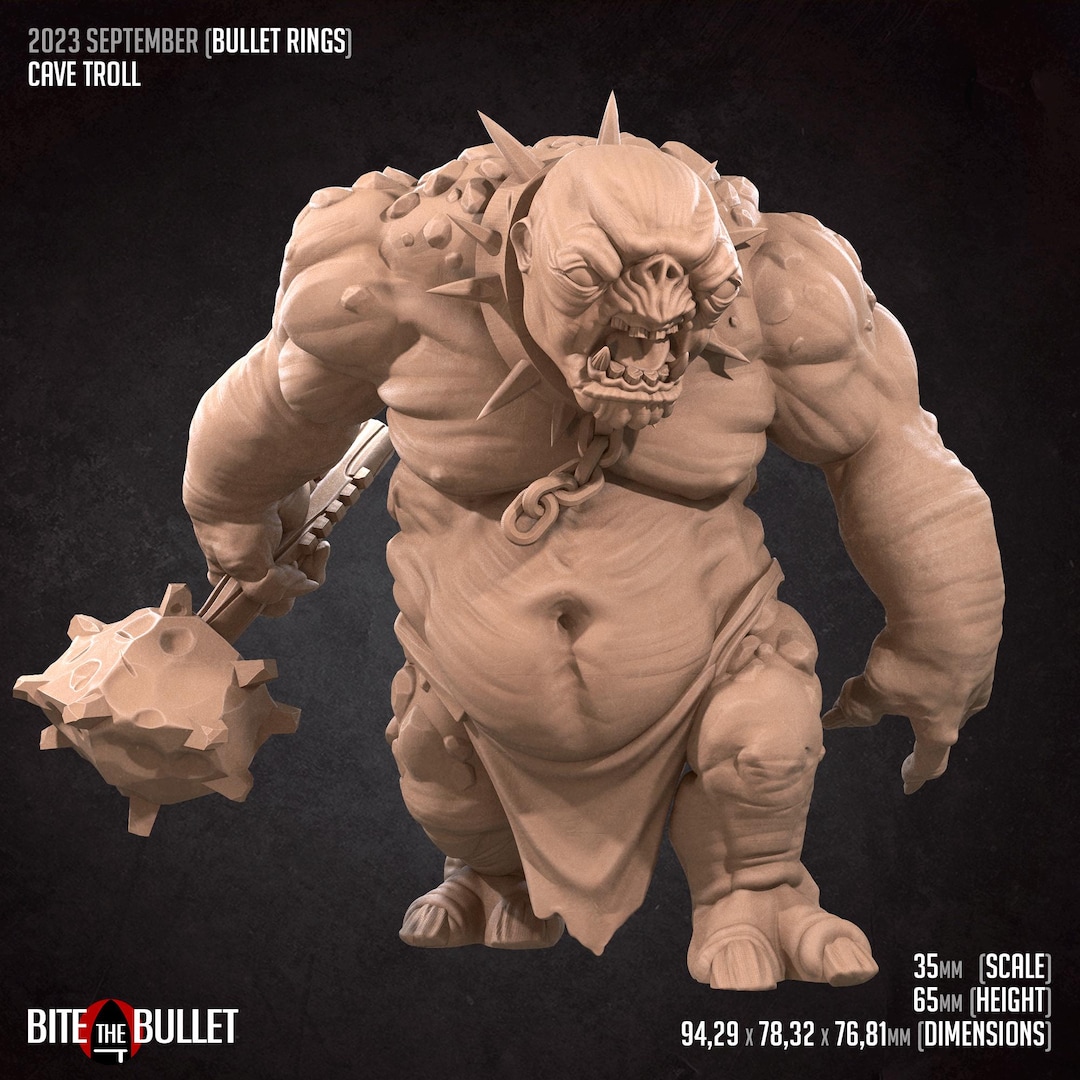 Dnd | Pathfinder | TTRPG Cave Troll Unpainted Miniature - Etsy