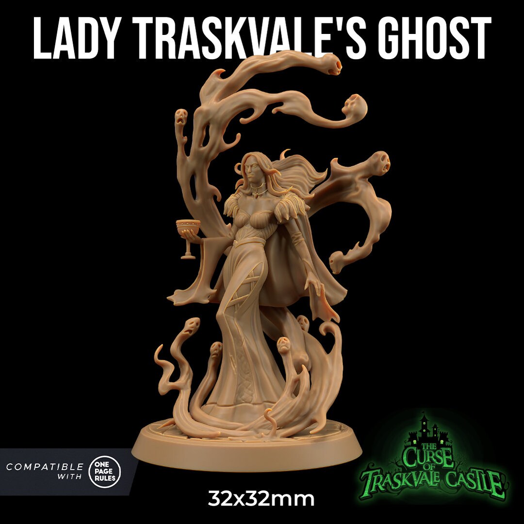 Dnd Lady Traskvale's Ghost Wraith Unpainted Miniature - Etsy