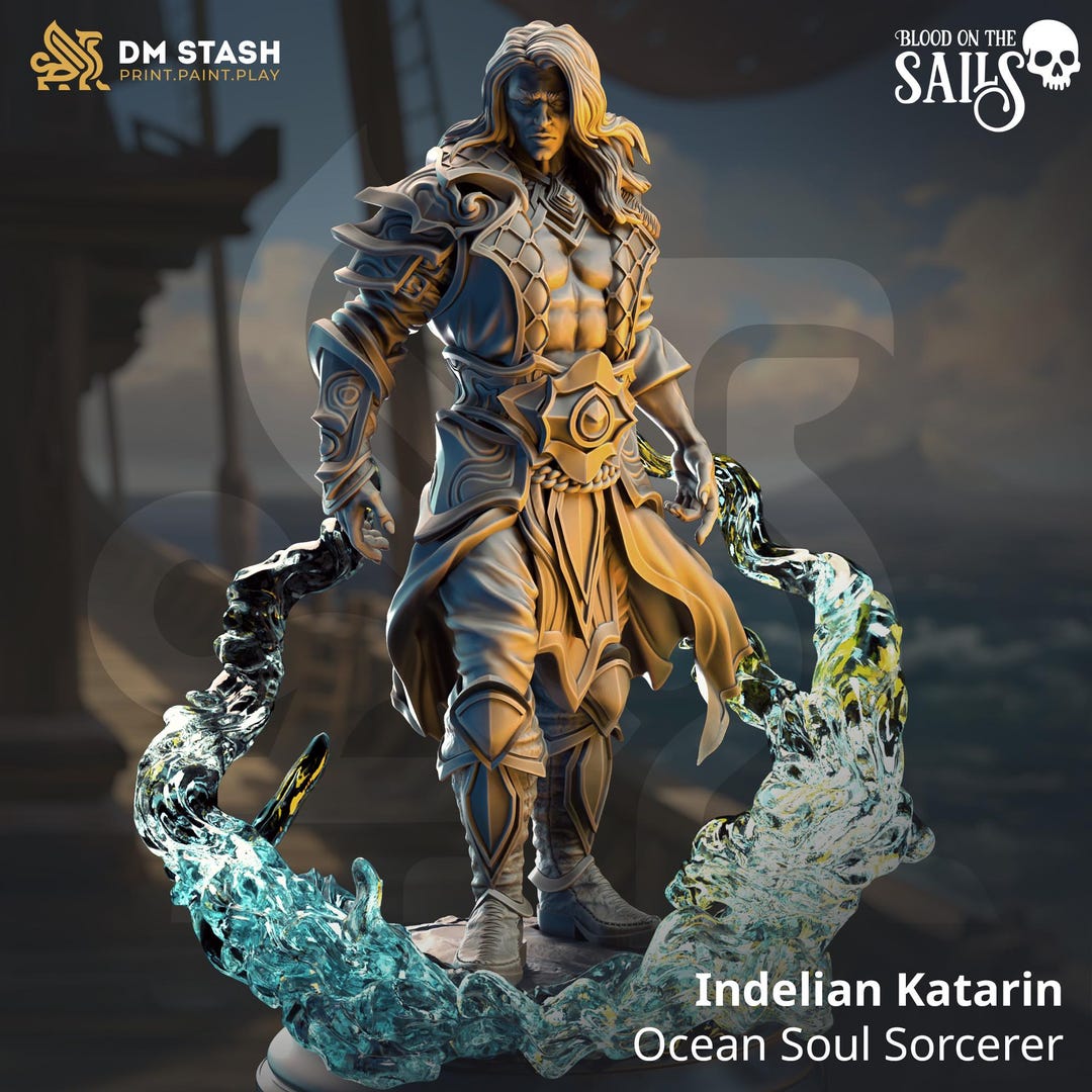Dnd | Pathfinder | TTRPG Indelian Katarin - Ocean Soul Sorcerer Male ...