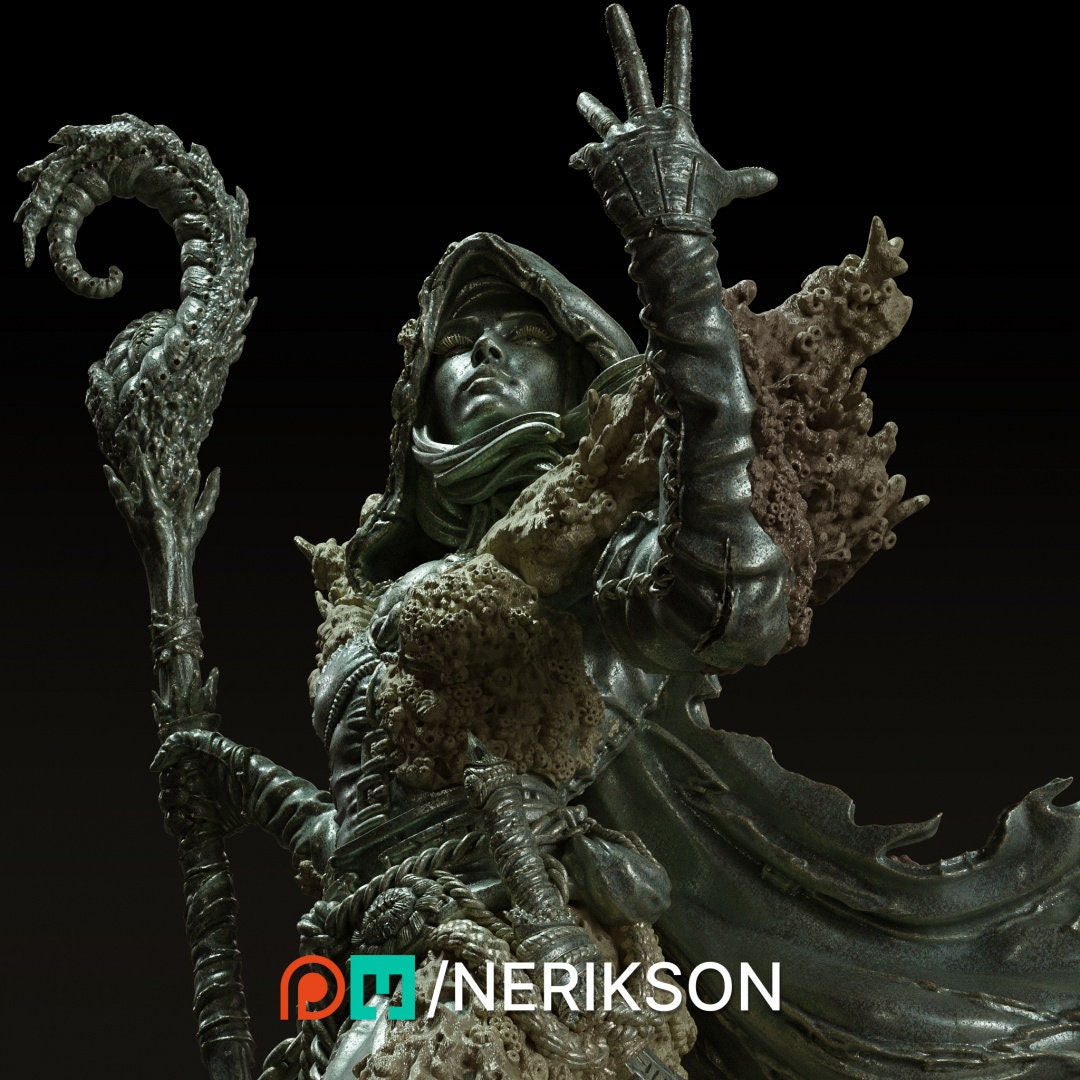 Dnd - TTRPG - Pathfinder Female Fathomless Warlock Unpainted Miniature ...