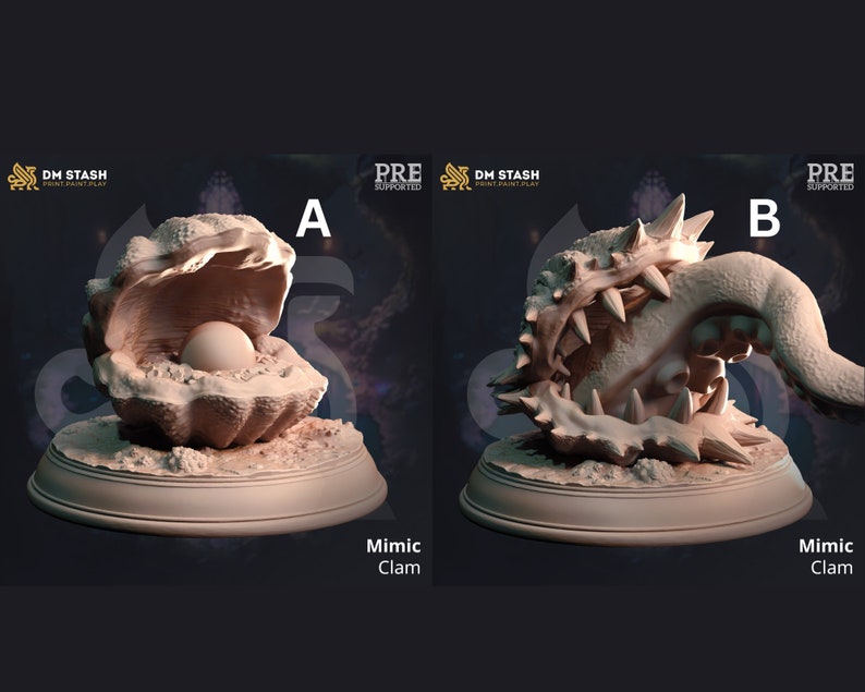 Dnd Minic Clam 2 Forms to Pick From Unpainted Miniature - Etsy