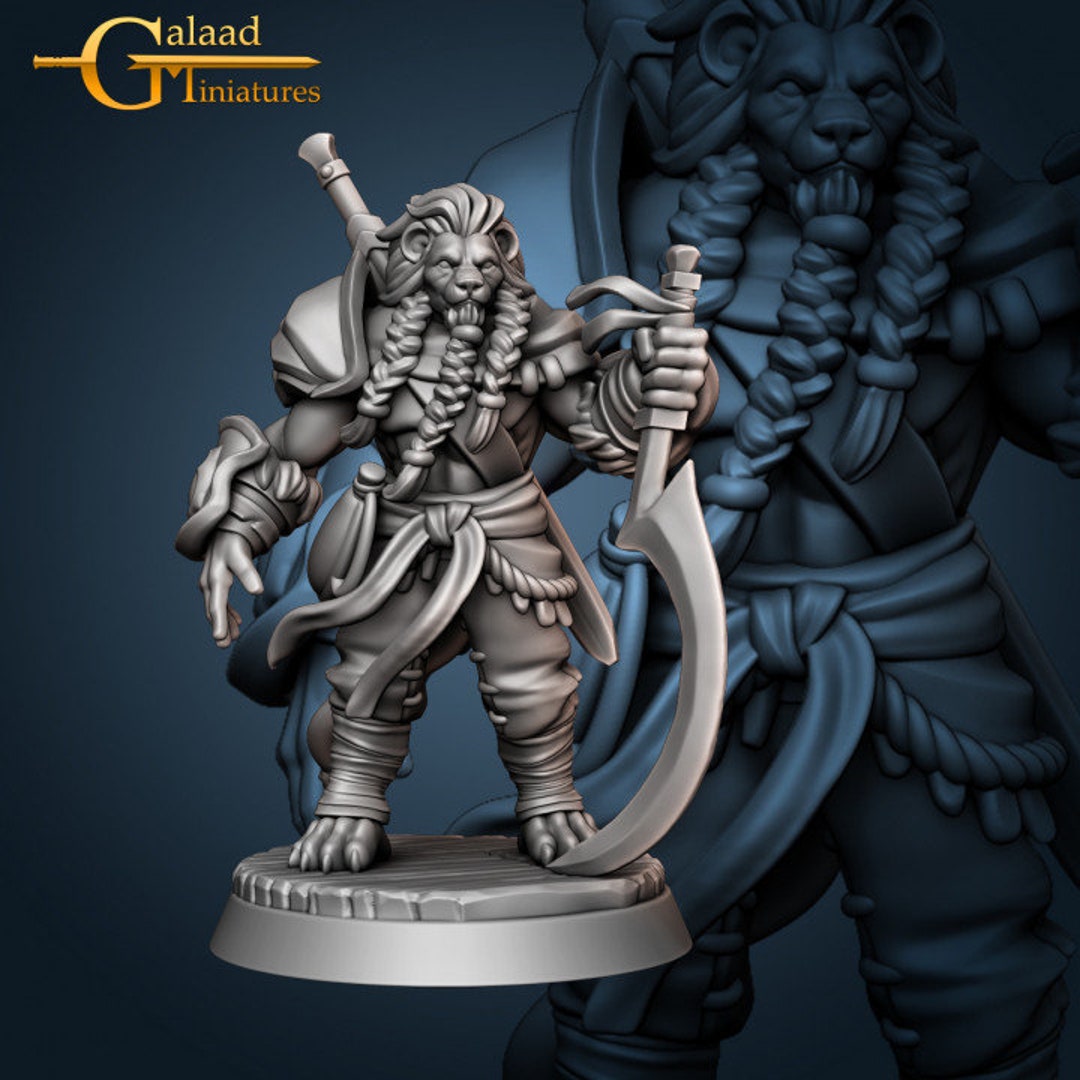 Dnd Leonin - Lion Folk Barbarian - Fighter Unpainted Miniature - Etsy