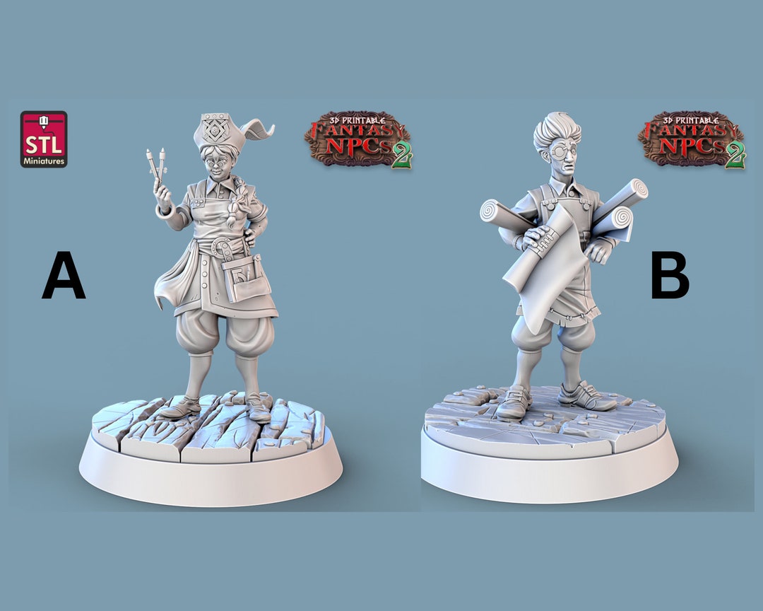 Dnd Male and Female Cartographer Map Maker NPC Unpainted Miniature - Etsy