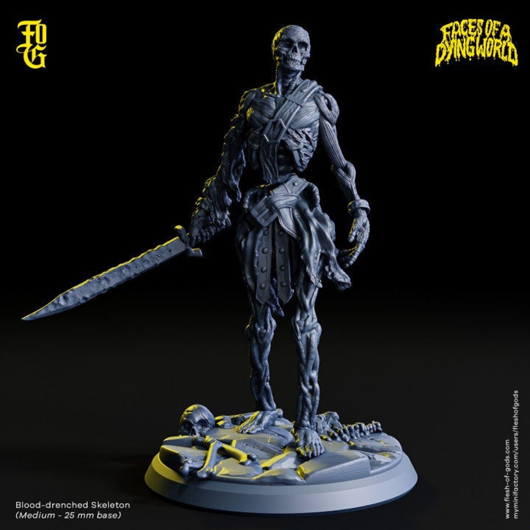 Dnd Blood Drenched Skeleton Undead Unpainted Miniature - Etsy