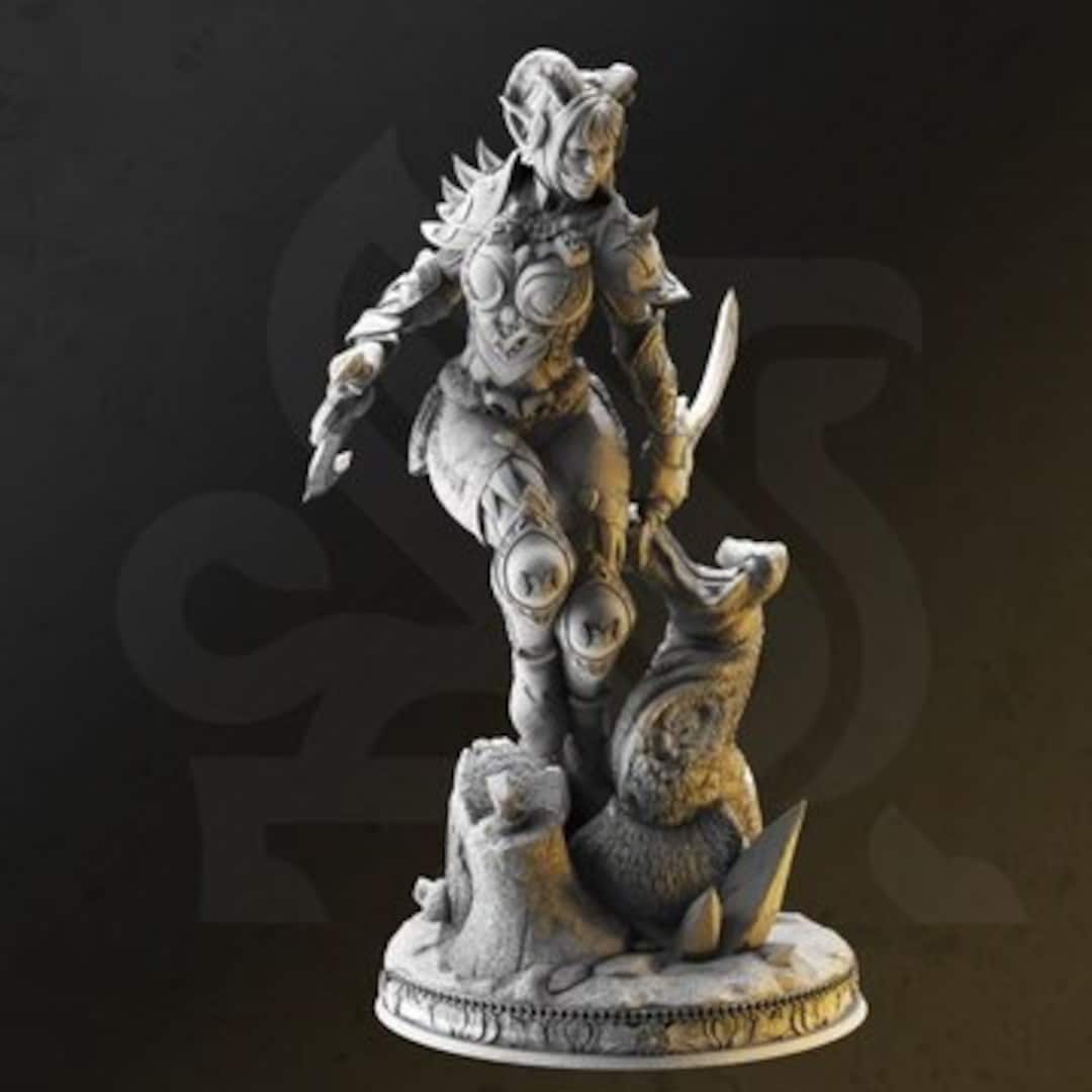 Dnd Female Tiefling Rogue/ranger Unpainted Miniature - Etsy