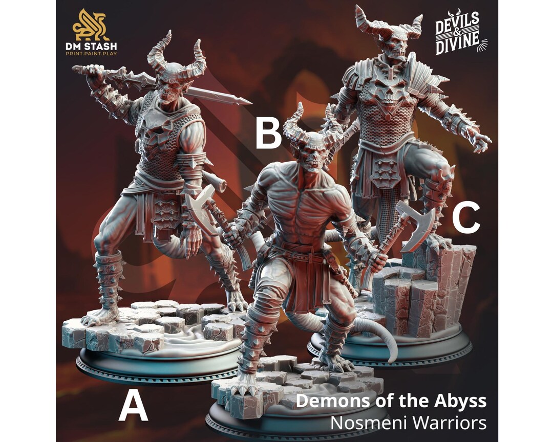 Dnd Pathfinder TTRPG Demons of the Abyss Nosmeni Warriors Unpainted ...
