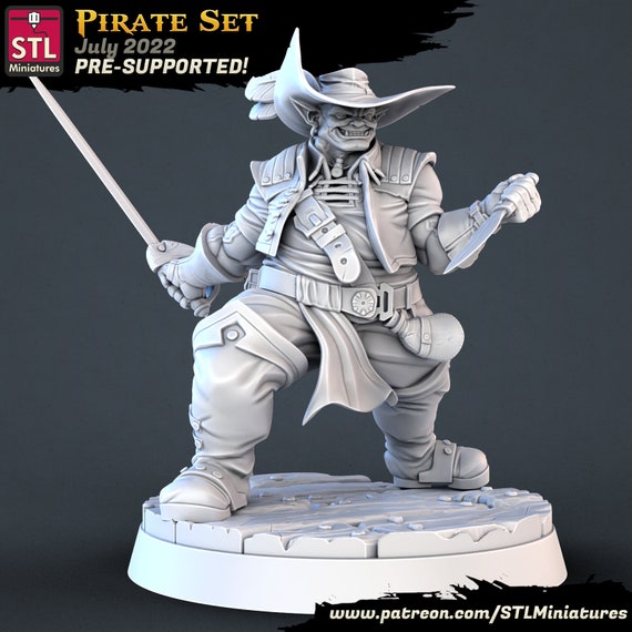 Dnd Orc Half Orc Captain Swashbuckler Pirate Unpainted - Etsy
