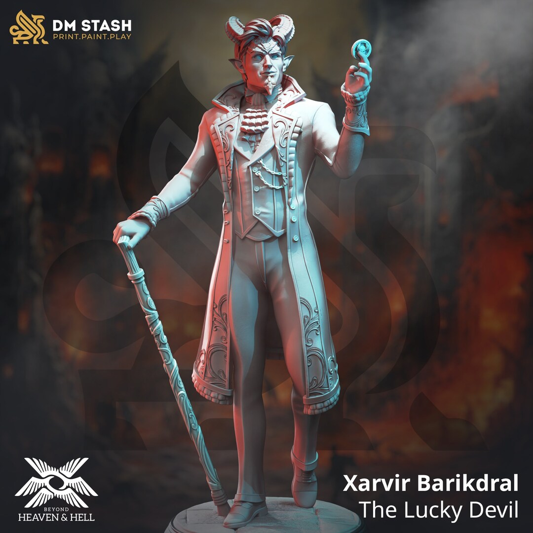 Dnd Xarvir Barikdral the Lucky Devil Male Tiefling Warlock Bard Villain ...