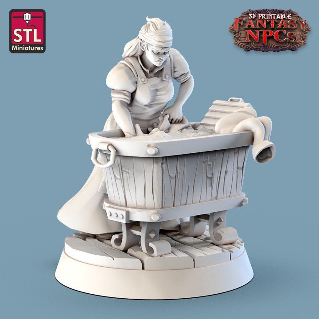 Dnd Human Female Laundry Washer Unpainted Miniature - Etsy
