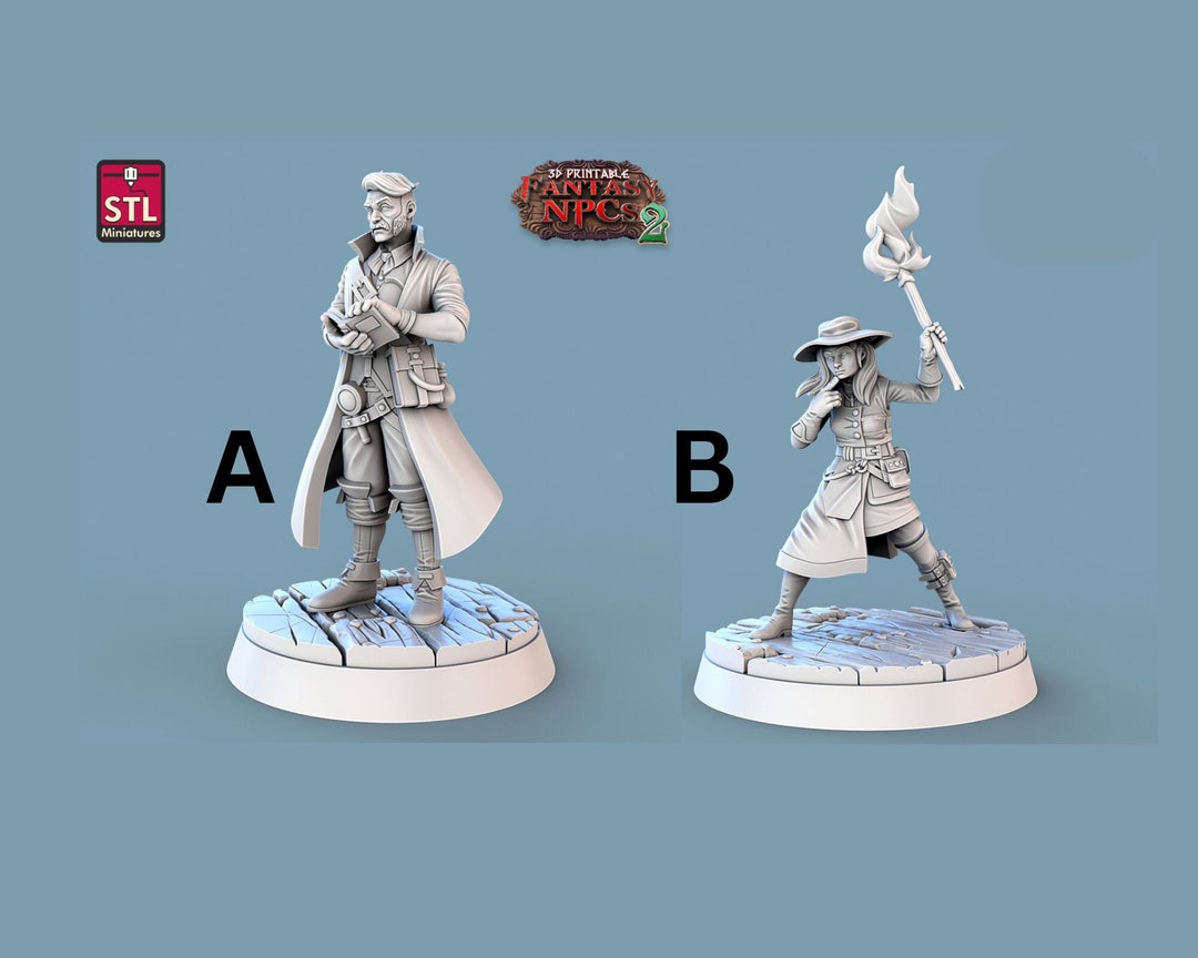 Dnd Male and Female Investigators NPC Unpainted Miniature - Etsy