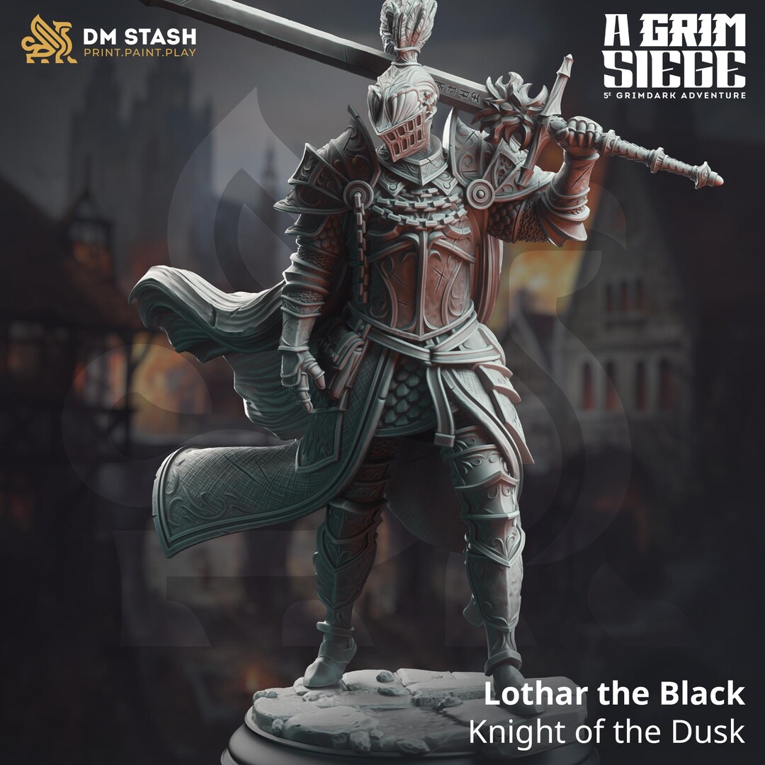 Dnd | Pathfinder | TTRPG Lothar the Black - Knight of the Dusk Male ...