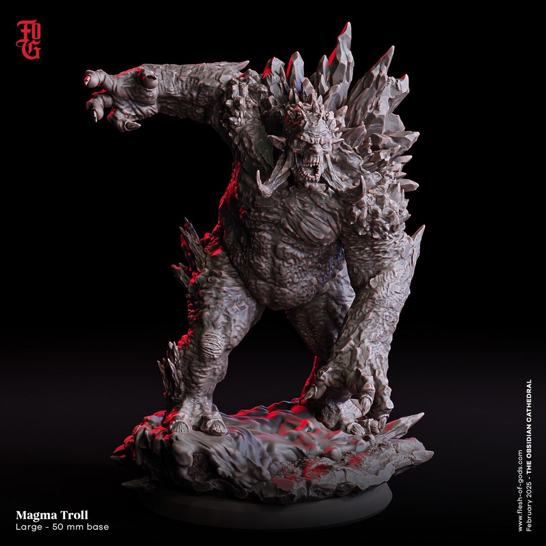 Dnd | Pathfinder | TTRPG Enemy - Magma Troll | Aberration | Monster ...