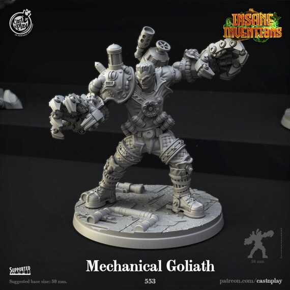 Dnd Cyborg Mechanical Goliath Unpainted Miniature - Etsy
