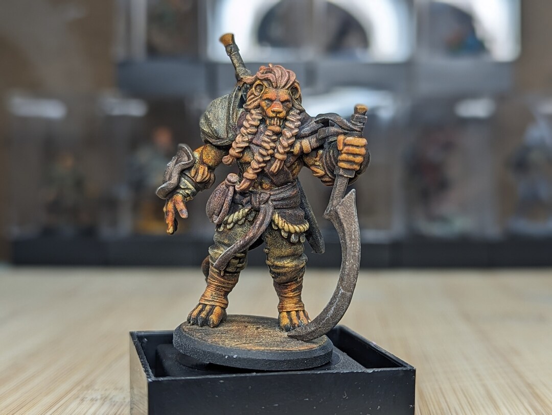 Dnd Pathfinder TTRPG Male Leonin Lion Folk Barbarian Fighter Painted ...