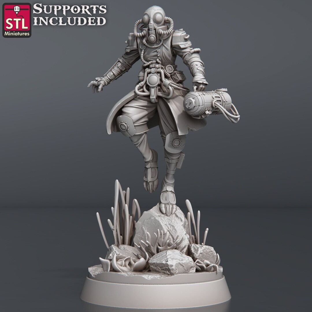 Dnd Pathfinder TTRPG Deep Sea Diver Unpainted Miniature - Etsy