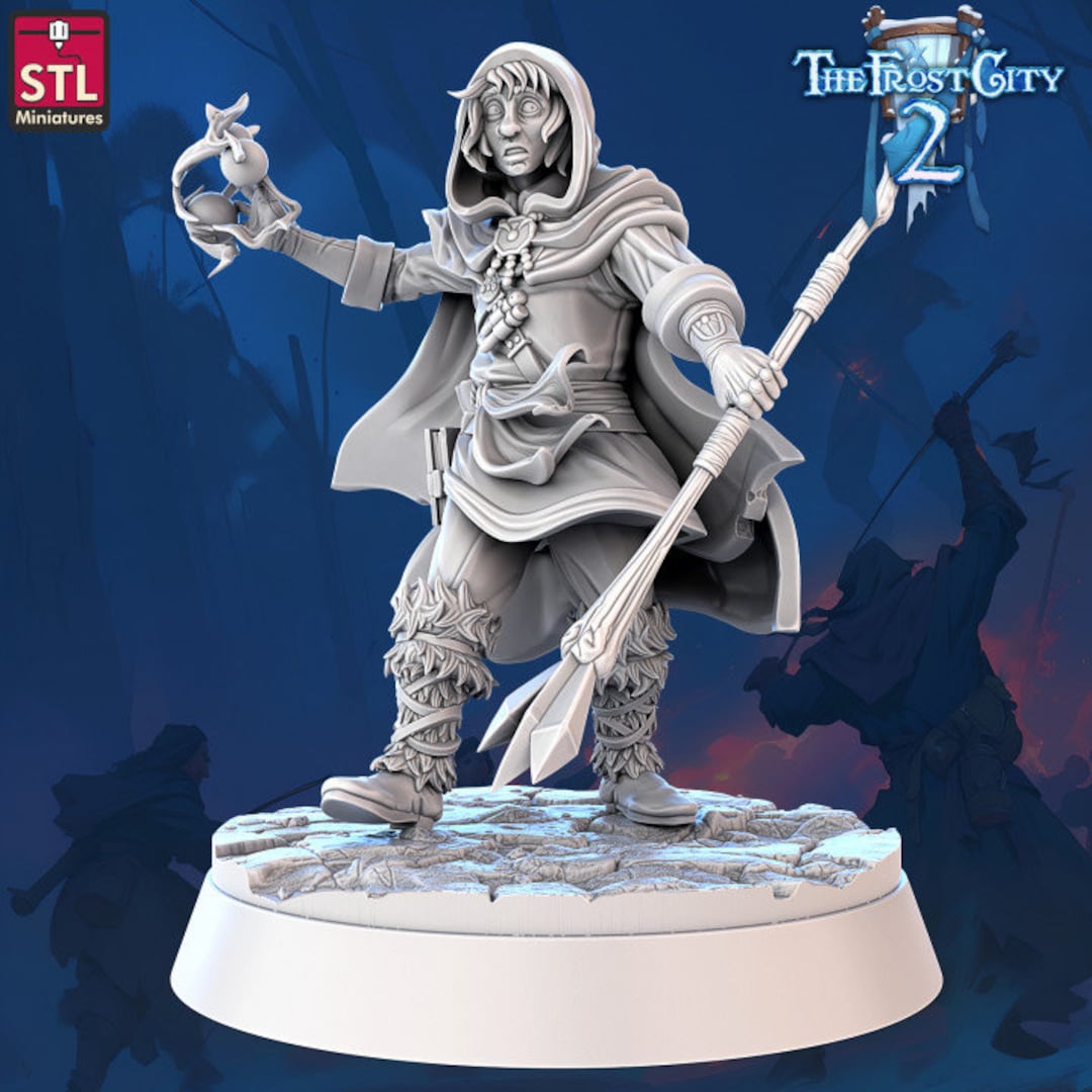 Dnd Pathfinder TTRPG Male Human Wizard Sorcerer Mage Warlock Unpainted ...
