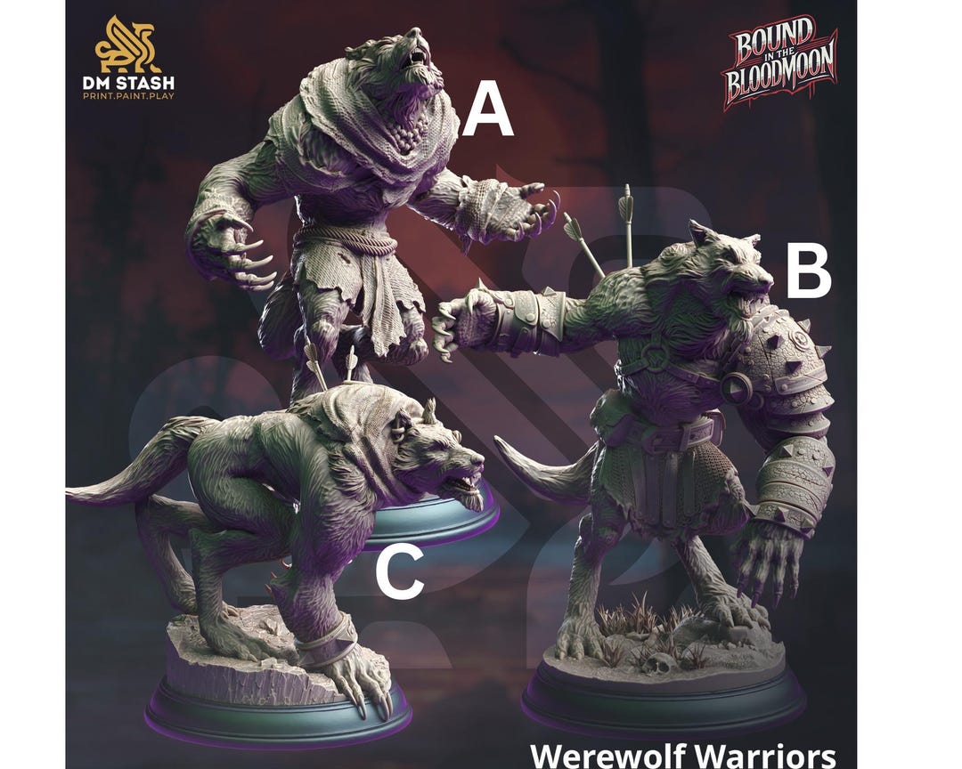 Dnd | Pathfinder | TTRPG Werewolf Warriors (three Variants) Unpainted ...