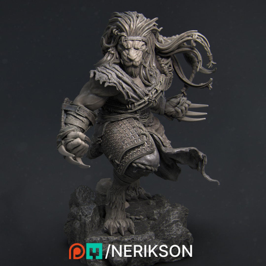 Dnd - TTRPG - Pathfinder Azat, Way of the Long Death | Male Leonin Monk ...