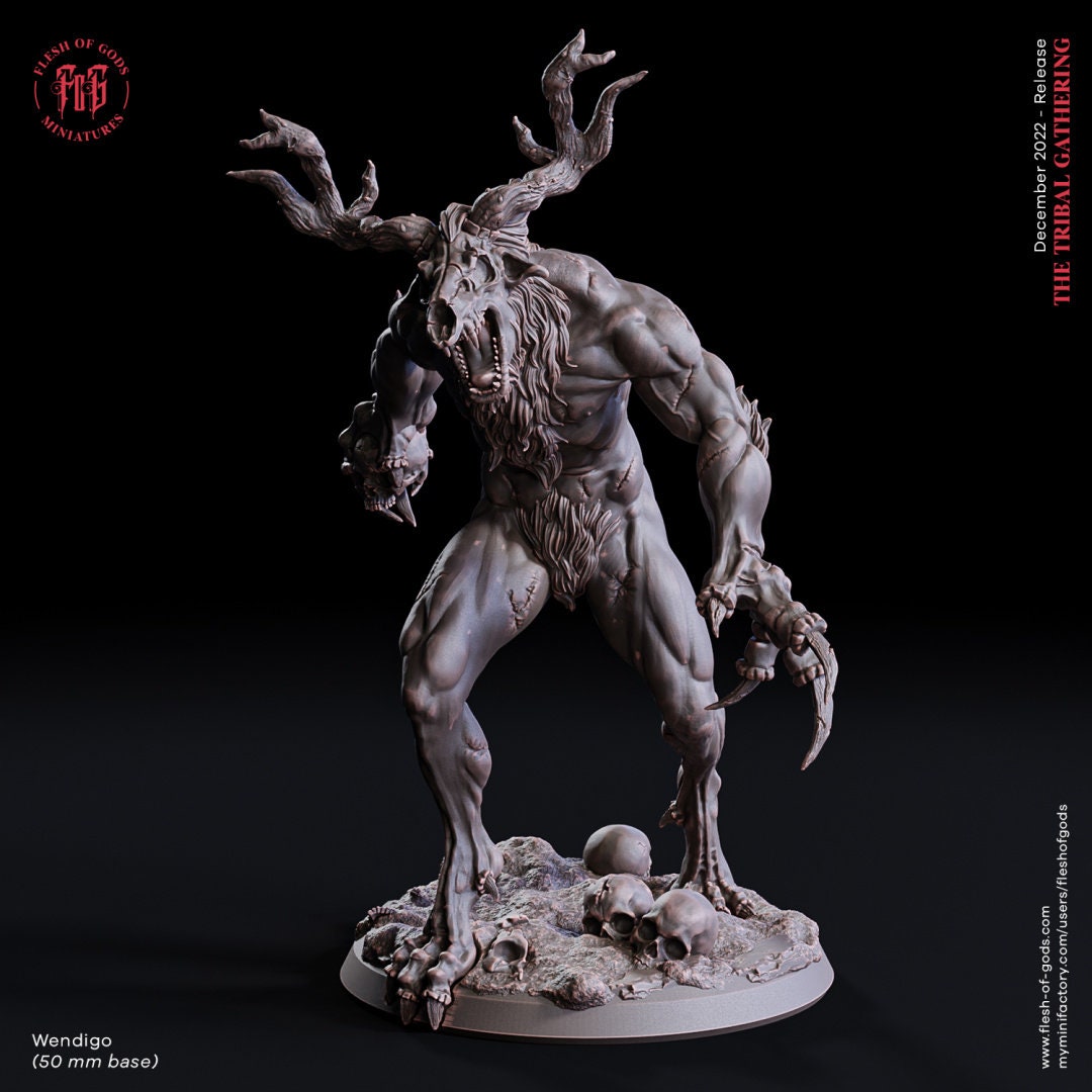 Dnd Standing Wendigo Holding a Skull | Demon / Devil | Undead Monster ...